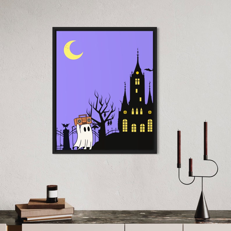 Purple Spooky Ghost Wall Prints - Etsy