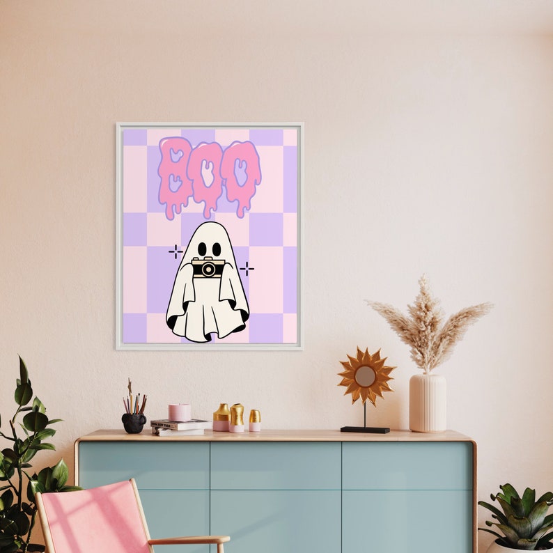 Purple Spooky Ghost Wall Prints - Etsy