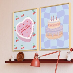 Set of 2 Cute Cake Wall Prints - Etsy