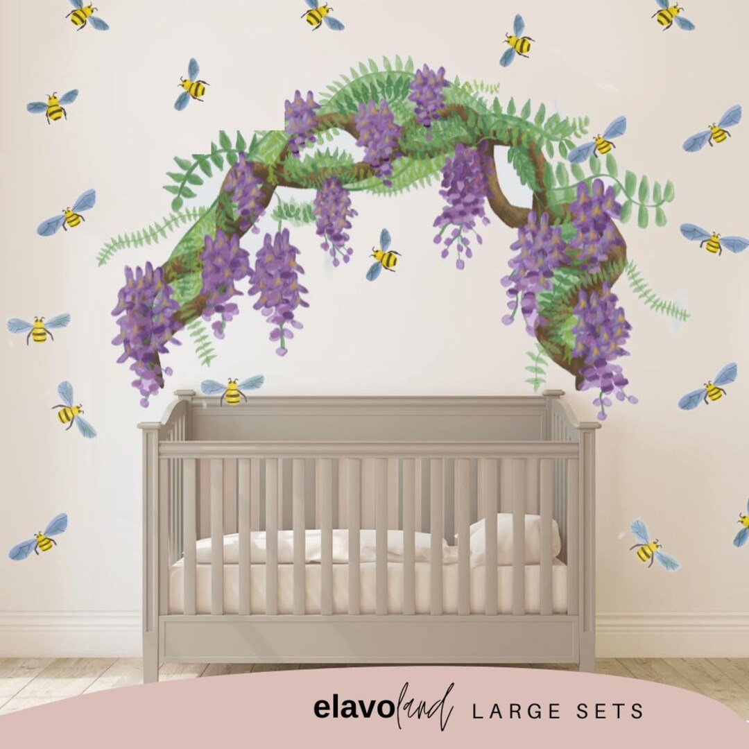 Wisteria Floral Wall Decals - Removable Wall Stickers, Kids Room Decor ...