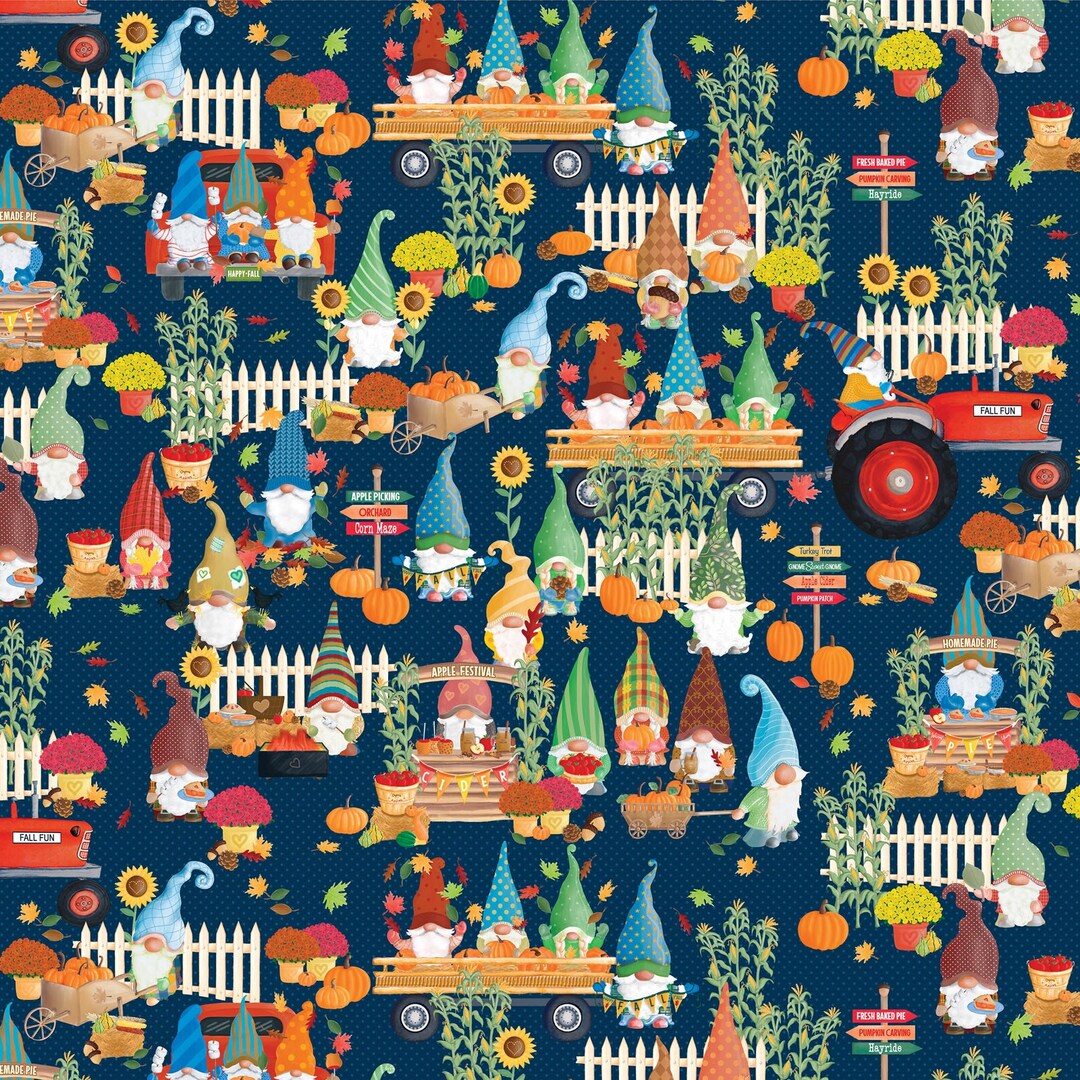 Gnome Fabric Fall Fabric Cotton Quilting Fabric: Falling for Gnomes ...