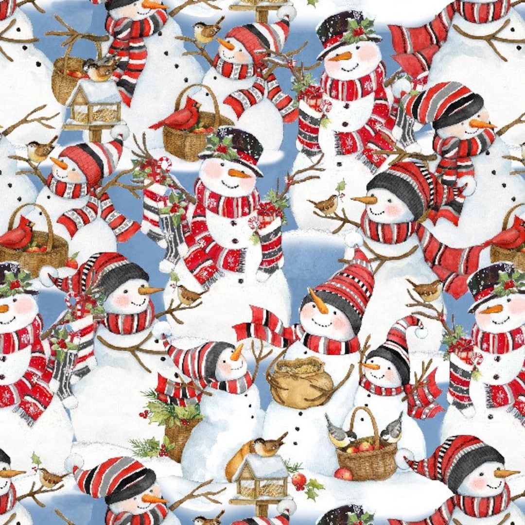 Snowman Fabric - Cotton Quilting Fabric: Frosty Frolic Fabric - Packed ...
