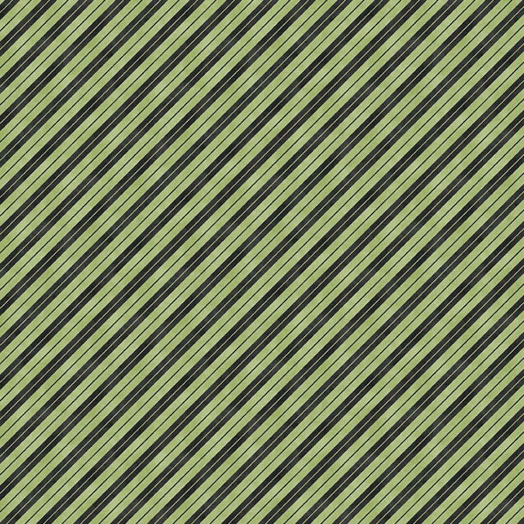 Green Stripe Fabric - Black Stripe Fabric - Halloween Fabric - Cotton ...