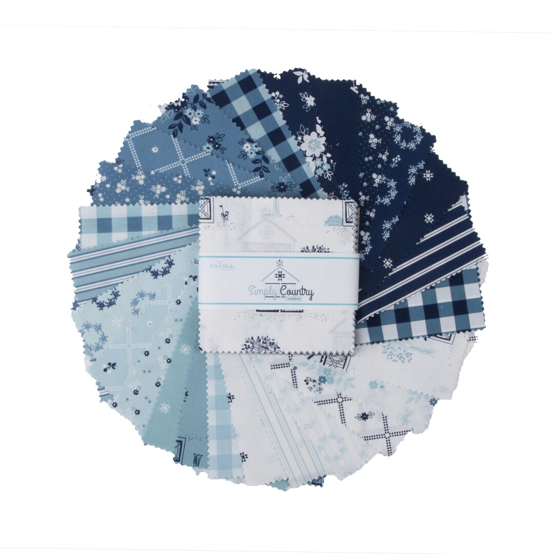 Country Flower Fabric - Blue Country Fabric - Quilting Pre-cuts: Simply ...