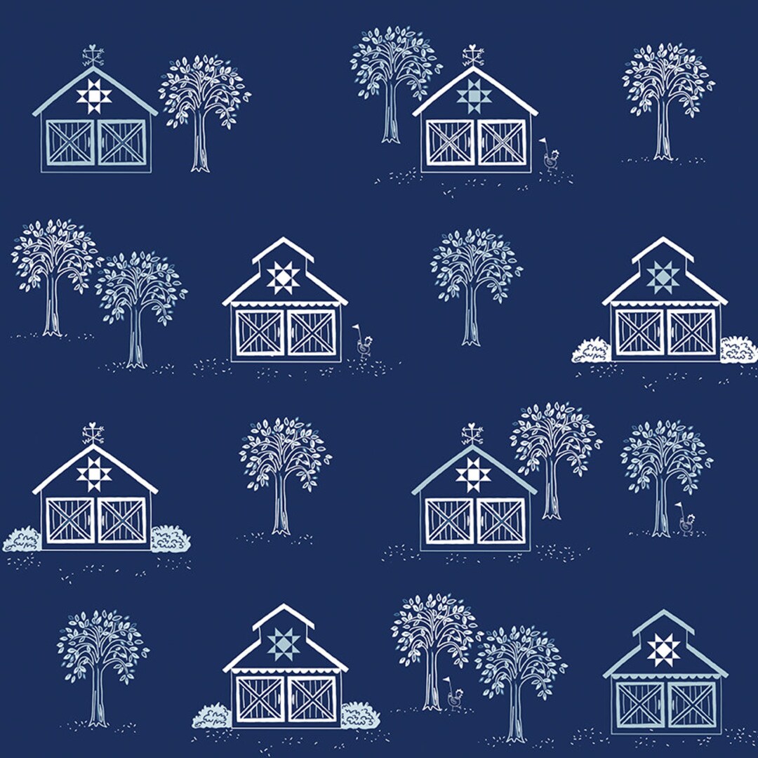 Country Flower Fabric - Blue Country Fabric - Cotton Quilting Fabric ...