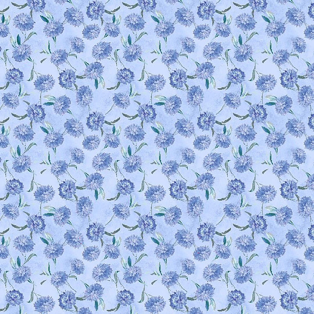 Blue Flower Fabric - Cotton Quilting Fabric: Morning Blooms - Small ...