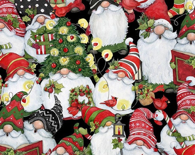 Gnome Fabric - Christmas Gnome Fabric - Cotton Quilting Fabric: Baby ...