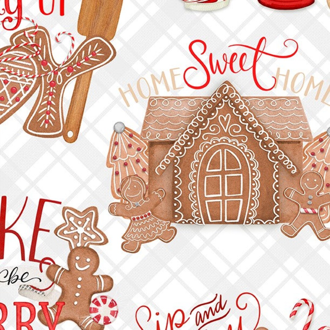 Gingerbread Fabric - Cotton Quilting Fabric: Baking up Joy - All Over ...