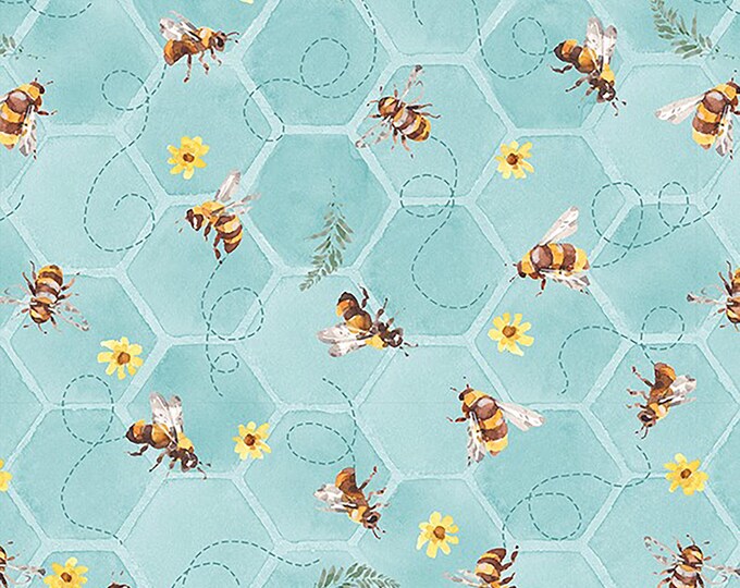 Honeybee Fabric - Honeycomb Fabric - Fat Quarter - Cotton Quilting ...