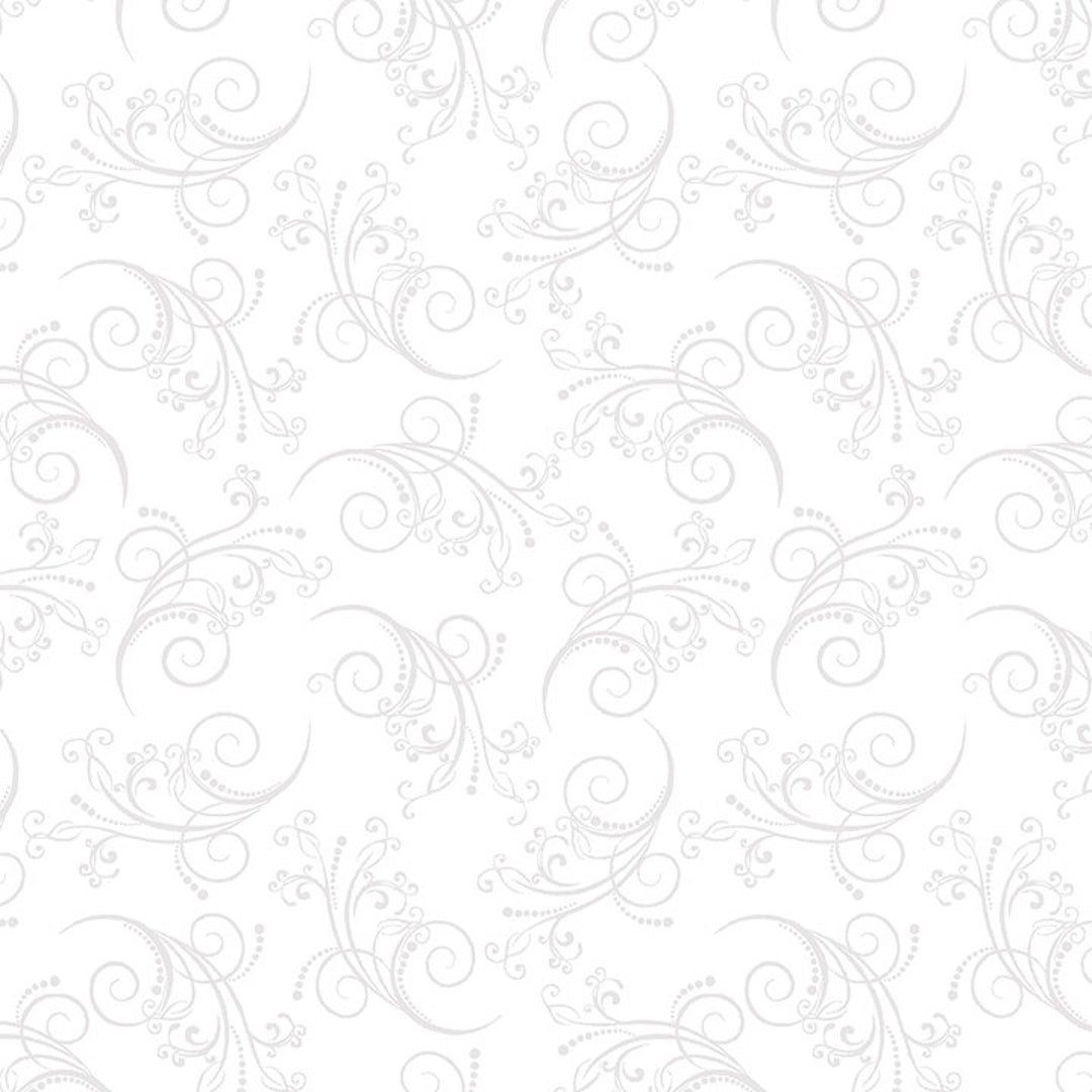 White Scroll Fabric White Blender Fabric Cotton Quilting Fabric by the ...