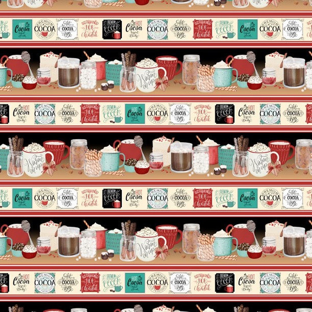 Hot Cocoa Fabric Holiday Quilt Fabric Cotton Quilt Fabric: Cocoa Sweet ...