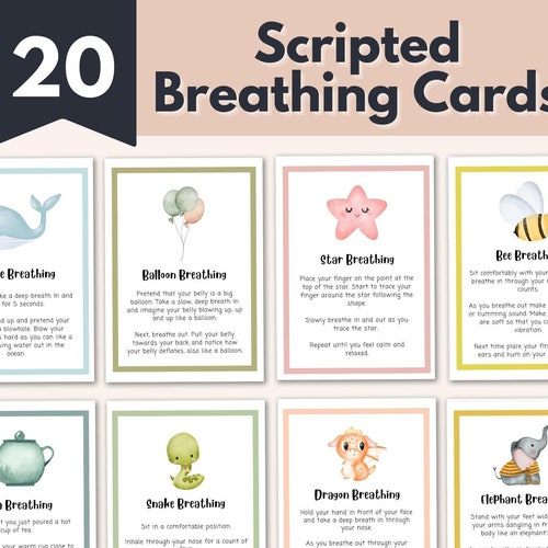 Mindfulness Breathing Cards for Kids Anxiety Relief Coping - Etsy