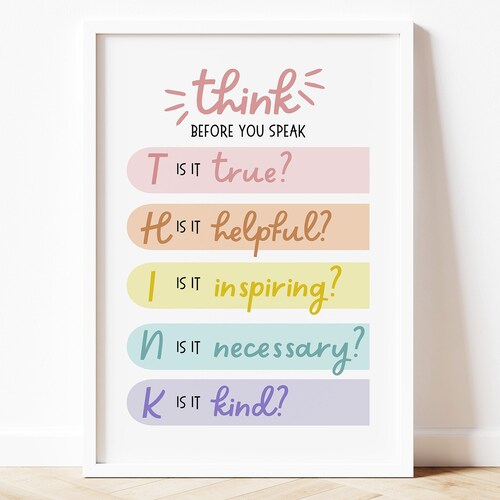Think Before You Speak Poster Montessori Art Social - Etsy