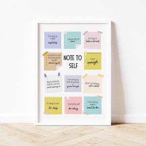 Daily Affirmations Note to Self Care Wall Art Poster for School ...