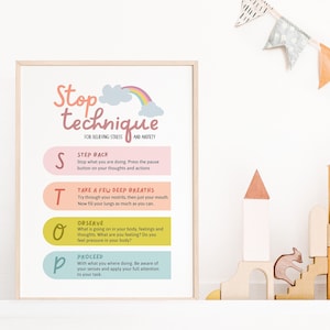 STOP Technique Poster, Anxiety Relief, Calm Corner Tool, Social ...