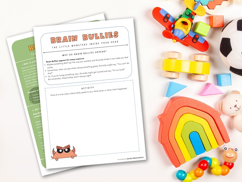 Brain Bullies CBT Worksheets for Kids, Automatic Negative Thoughts ...