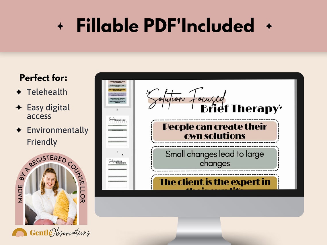 Solution Focused Therapy Fillable Worksheets SFBT Coping - Etsy