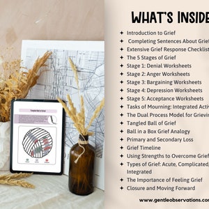 Grief Workbook for Teens & Adults, Stages of Grief Worksheets, Primary ...