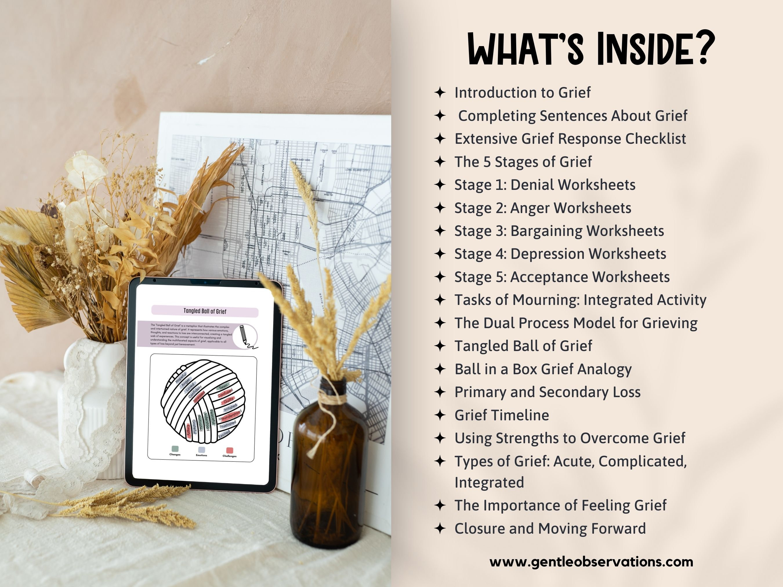 Grief Workbook for Teens & Adults, Stages of Grief Worksheets, Primary ...