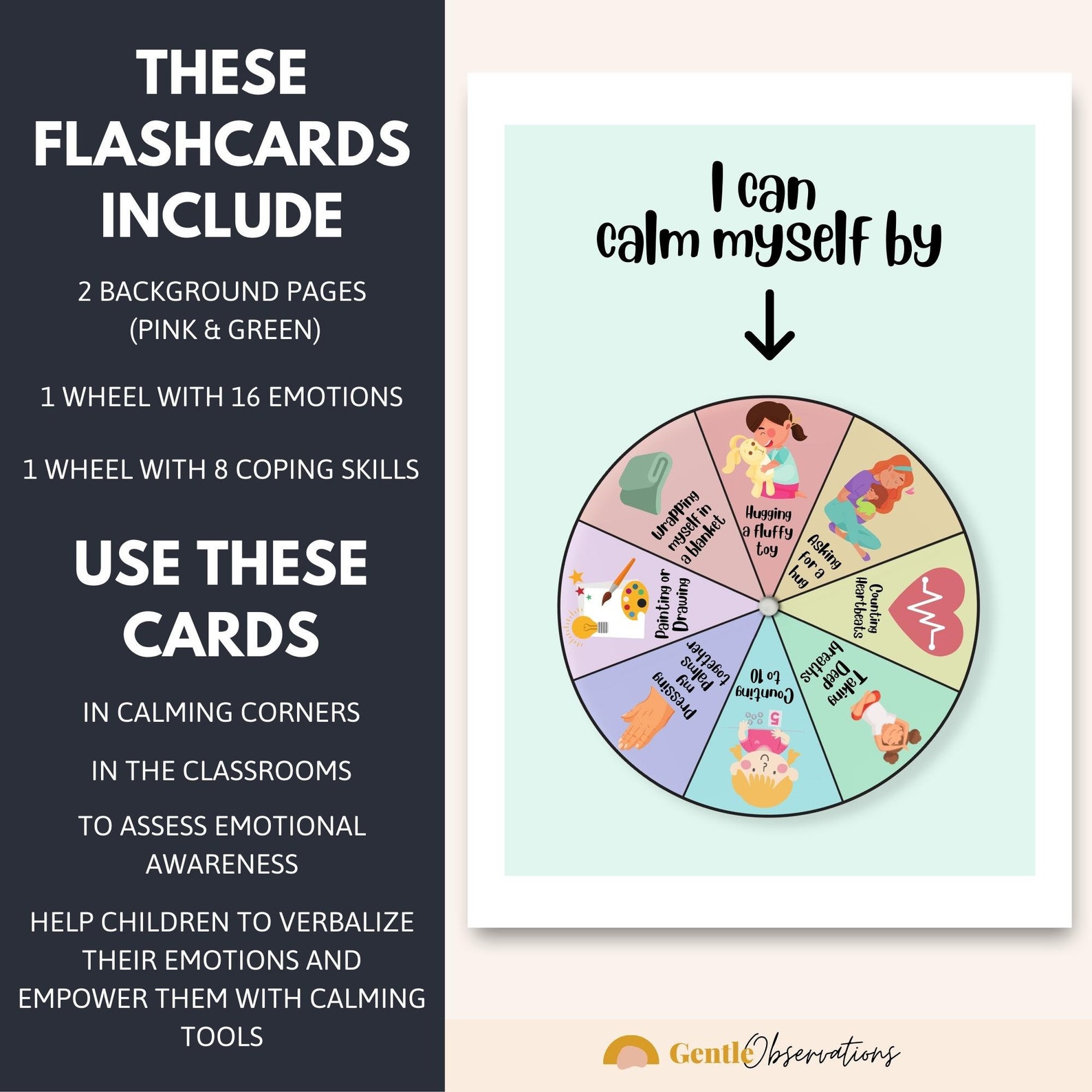 Feelings Wheel Coping Skills for Calming Corners and Therapy - Etsy UK