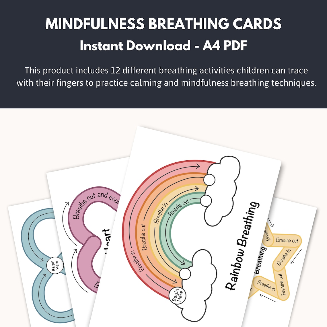 Finger Tracing Calm Down Cards Mindfulness Breathing Cards - Etsy