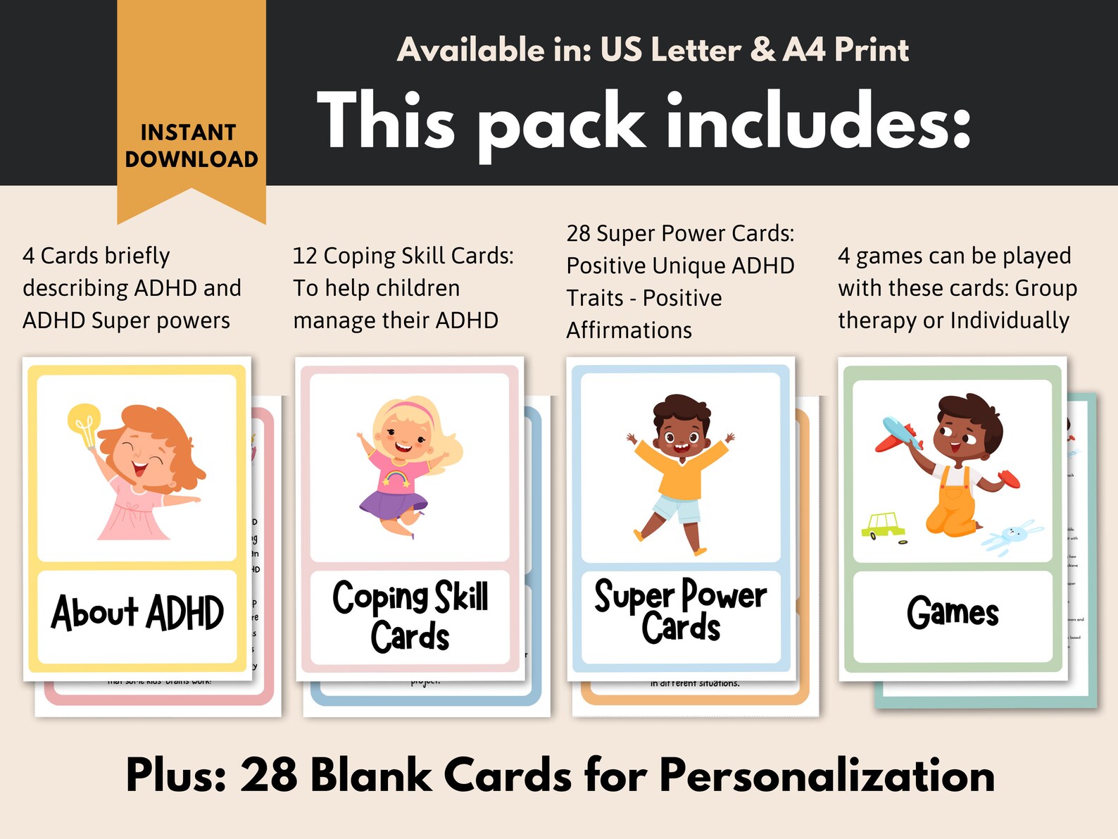 ADHD Superpower Coping Skill Affirmation Flashcards, Executive ...