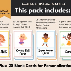 ADHD Superpower Coping Skill Affirmation Flashcards, Executive ...