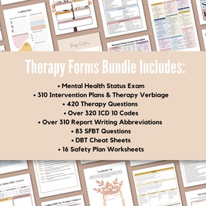 Therapy Office Forms Bundle, Therapy Interventions, Mental Status Exam ...