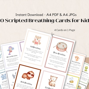 Scripted Mindfulness Breathing Cards for Kids Anxiety Relief Tool for ...
