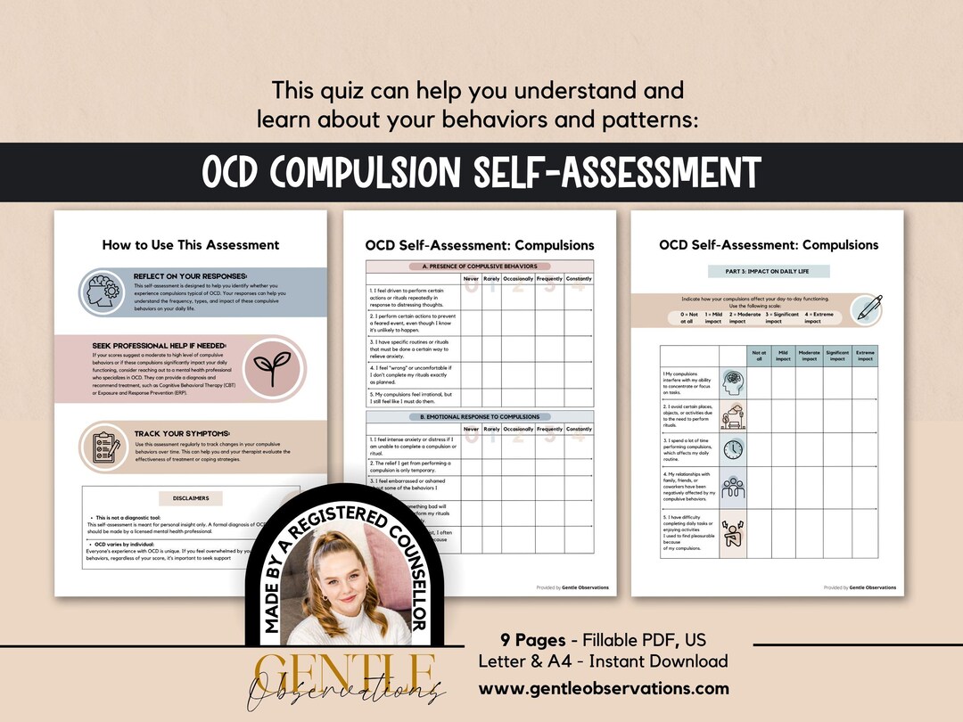 OCD Compulsions Self-assessment, OCD Worksheets, Obsessive Compulsive ...