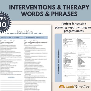 Therapy Interventions Clinical Words & Phrases Therapy - Etsy