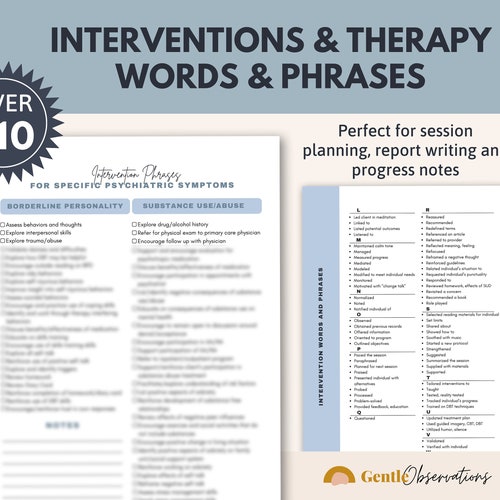 Therapy Interventions Clinical Words & Phrases Therapy - Etsy