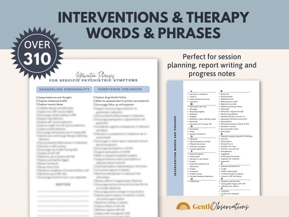 Therapy Interventions Clinical Words & Phrases Therapy - Etsy