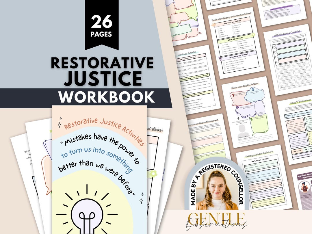 Restorative Justice Workbook, School Counselor, SEL Worksheets (PDF) - Etsy