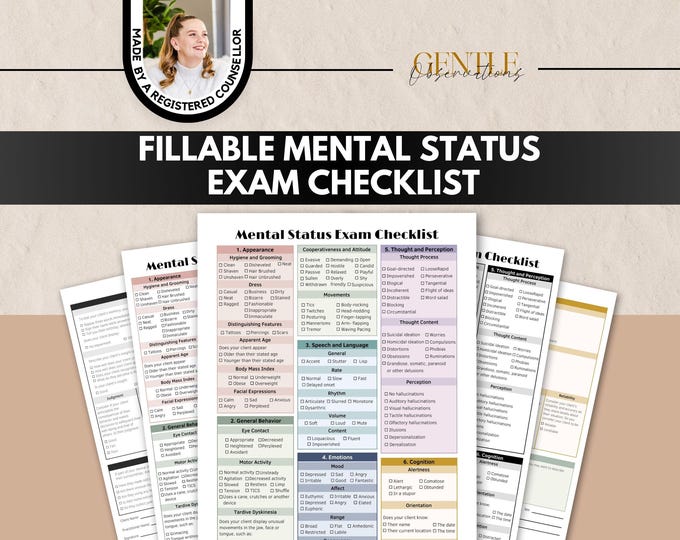 Mental Status Exam (MSE) Cheatsheet, Desktop Reference Template ...
