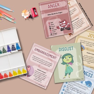 Inside Out 2 Coping Skill Therapy Flashcards for Kids, Emotional ...