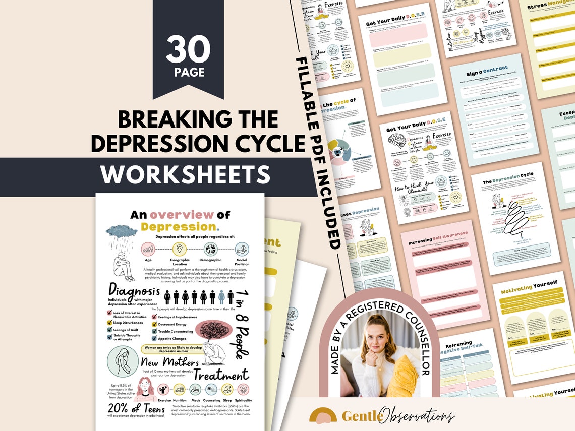 Depression Workbook the Depression Spiral Worksheets - Etsy