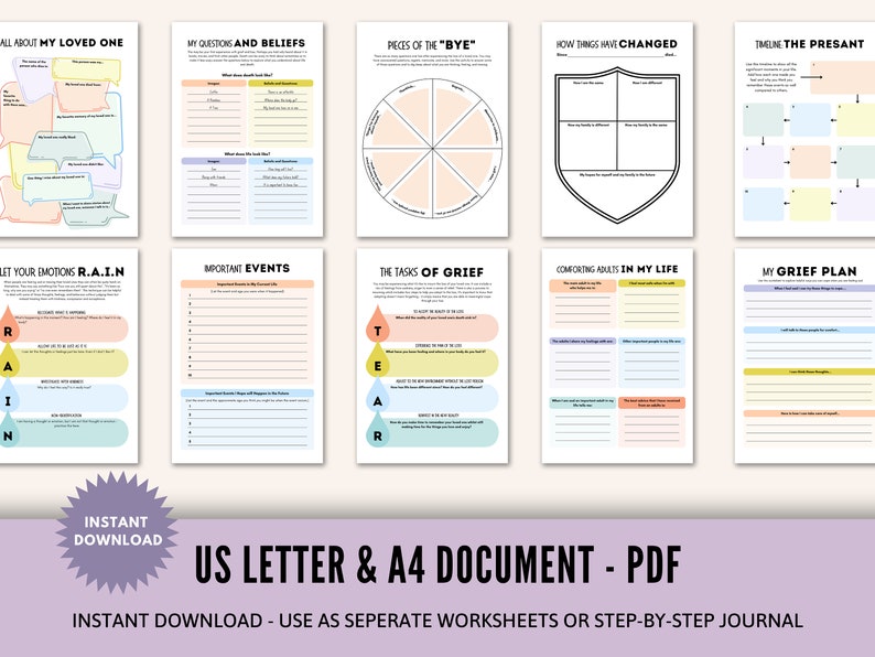 Grief Workbook for Kids, Grief and Loss, Grief Journal, Stages of Grief ...