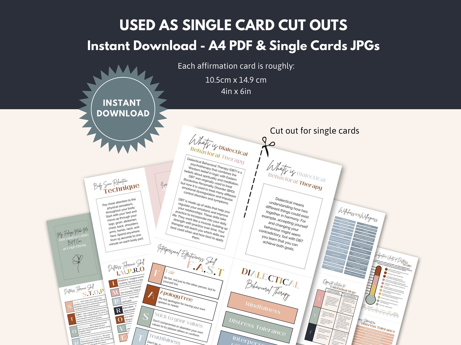 DBT Coping Skill Flashcards DBT Cheat Sheet Mindfulness - Etsy