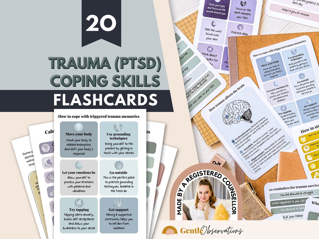 PTSD Trauma Coping Skills Cards, DBT Skills, Emotional Regulation, CBT ...