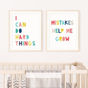 Kid Affirmations Print, I Can Do Hard Things Wall Art, Affirmations for ...