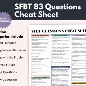 Solution Focused Therapy Questions Cheat Sheet SFBT Worksheet - Etsy
