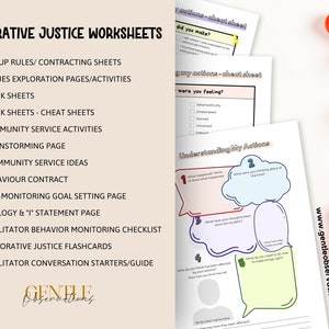 Positive Communication and Restorative Justice Worksheets for School ...