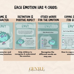 Inside Out 2 Coping Skill Therapy Flashcards for Kids, Emotional ...