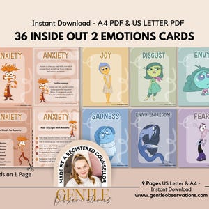 Inside Out 2 Coping Skill Therapy Flashcards for Kids, Emotional ...