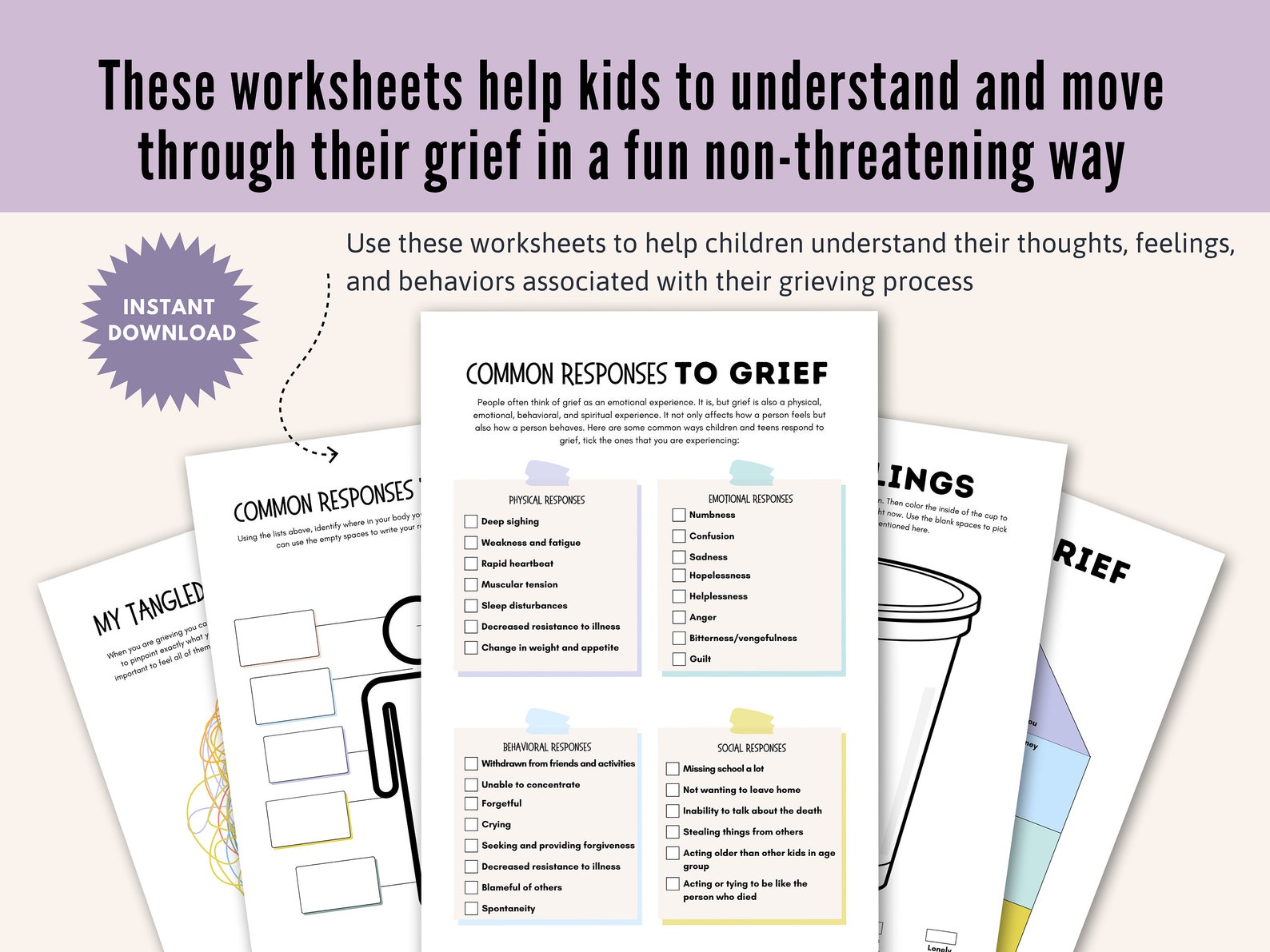 Grief Workbook for Kids, Grief and Loss, Grief Journal, Stages of Grief ...