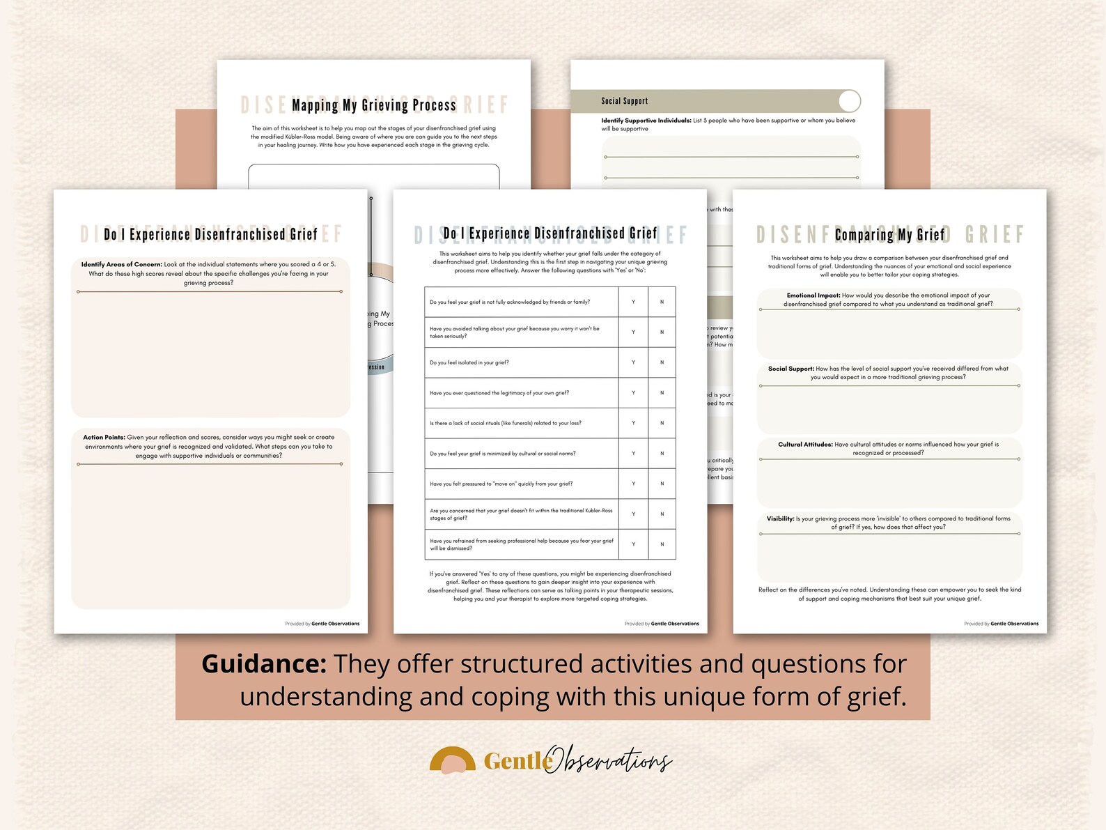 Disenfranchised Grief Worksheets for the Non-traditional Bereavement ...