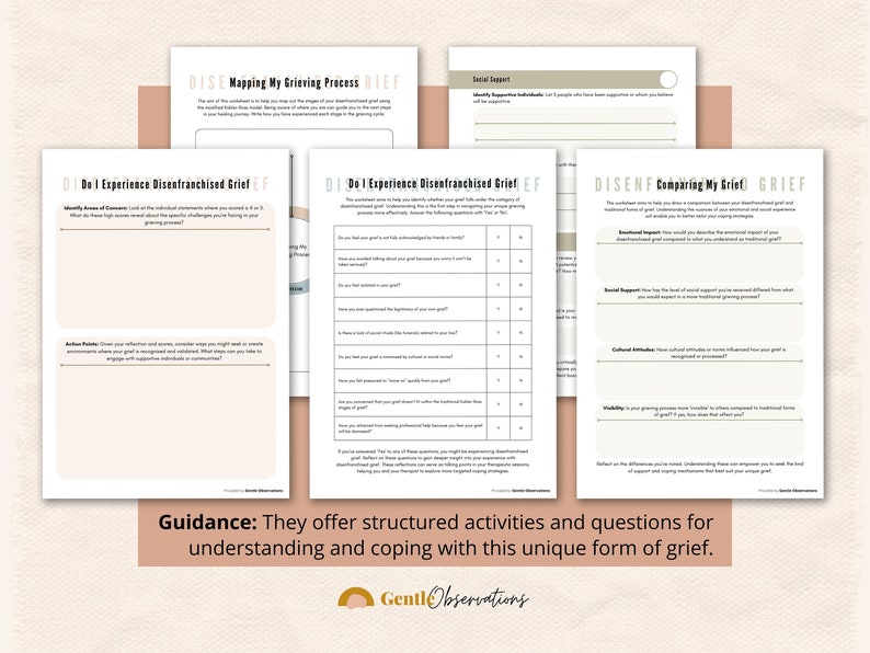 Disenfranchised Grief Worksheets for the Non-traditional Bereavement ...