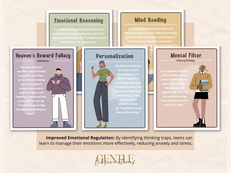 Cognitive Distortion Cards for Teens: CBT Cards, Cognitive Biases ...