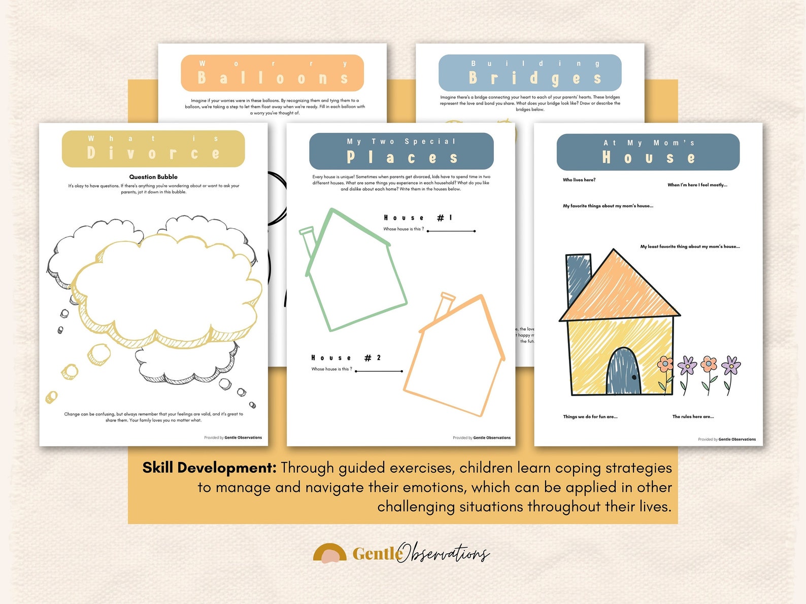 Divorce Worksheets for Kids Coping With Separation, Emotional ...